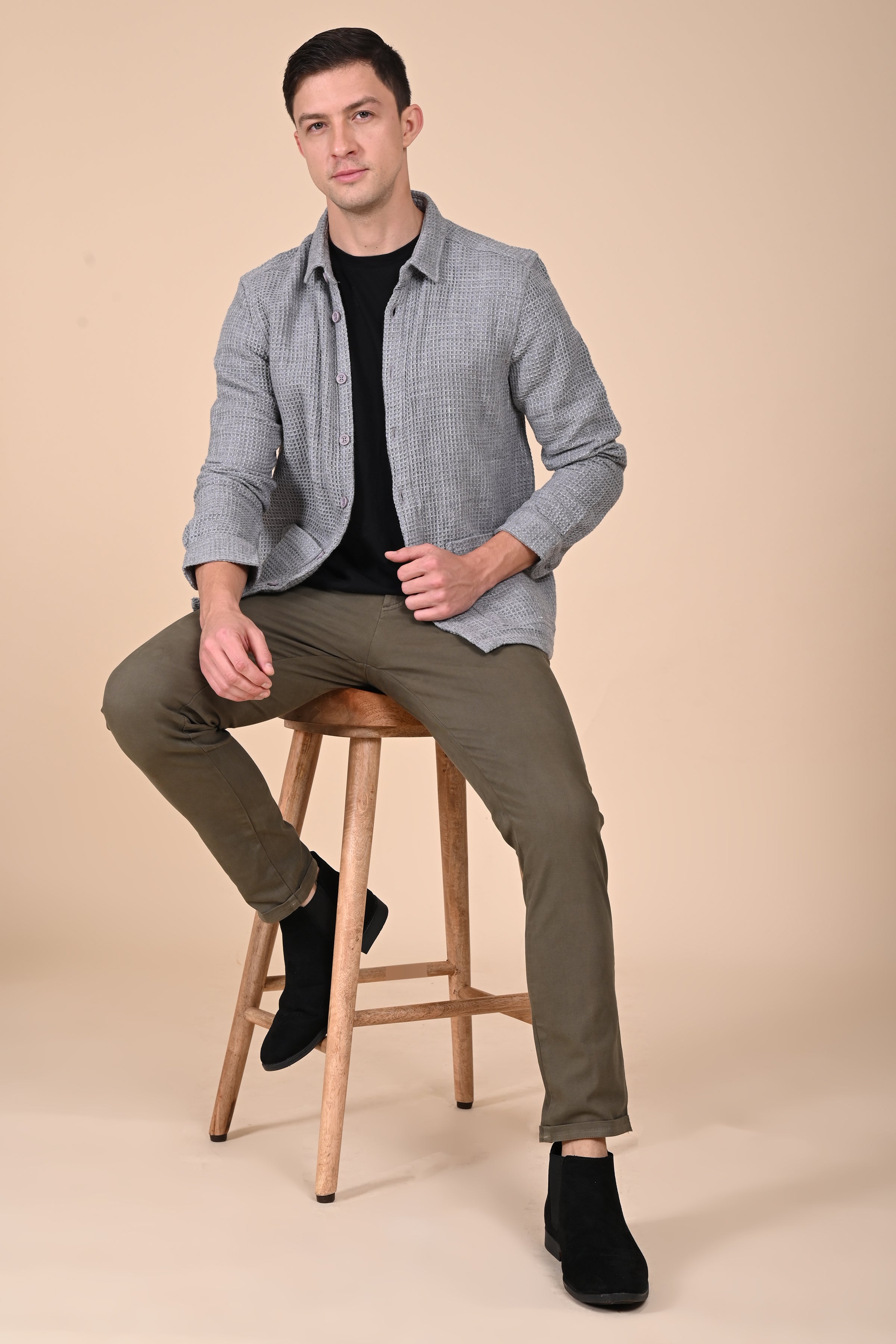 Ultima - Melange Waffle Dobby Jacket - Grey – POE.NET