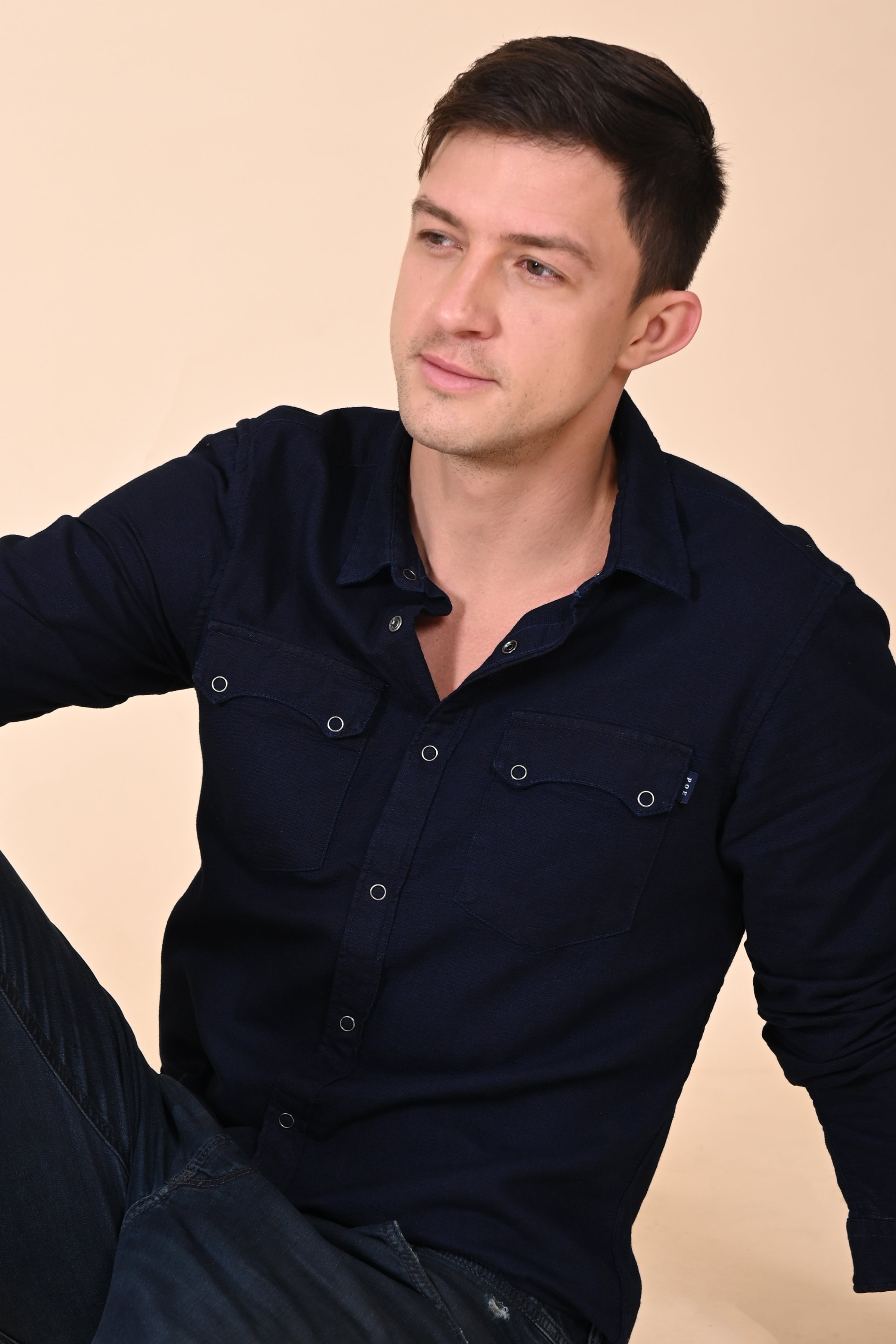 Arianna - Indigo Dobby Shirt - Navy – POE.NET