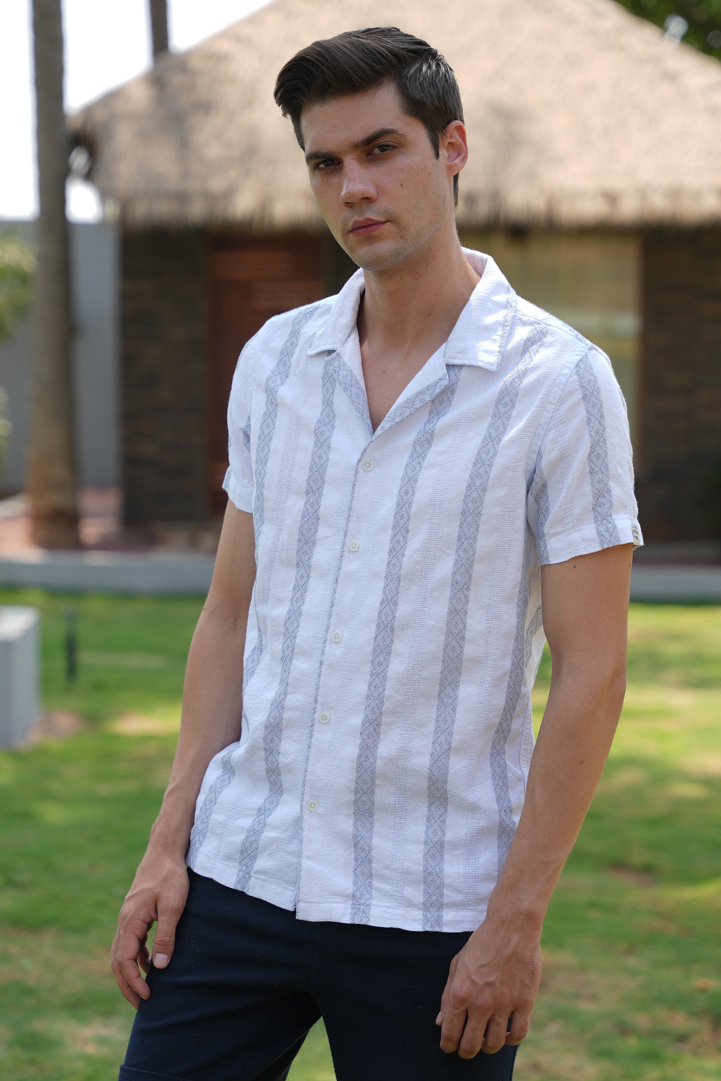 Glory - Pattern Striped Shirt - White – POE.NET