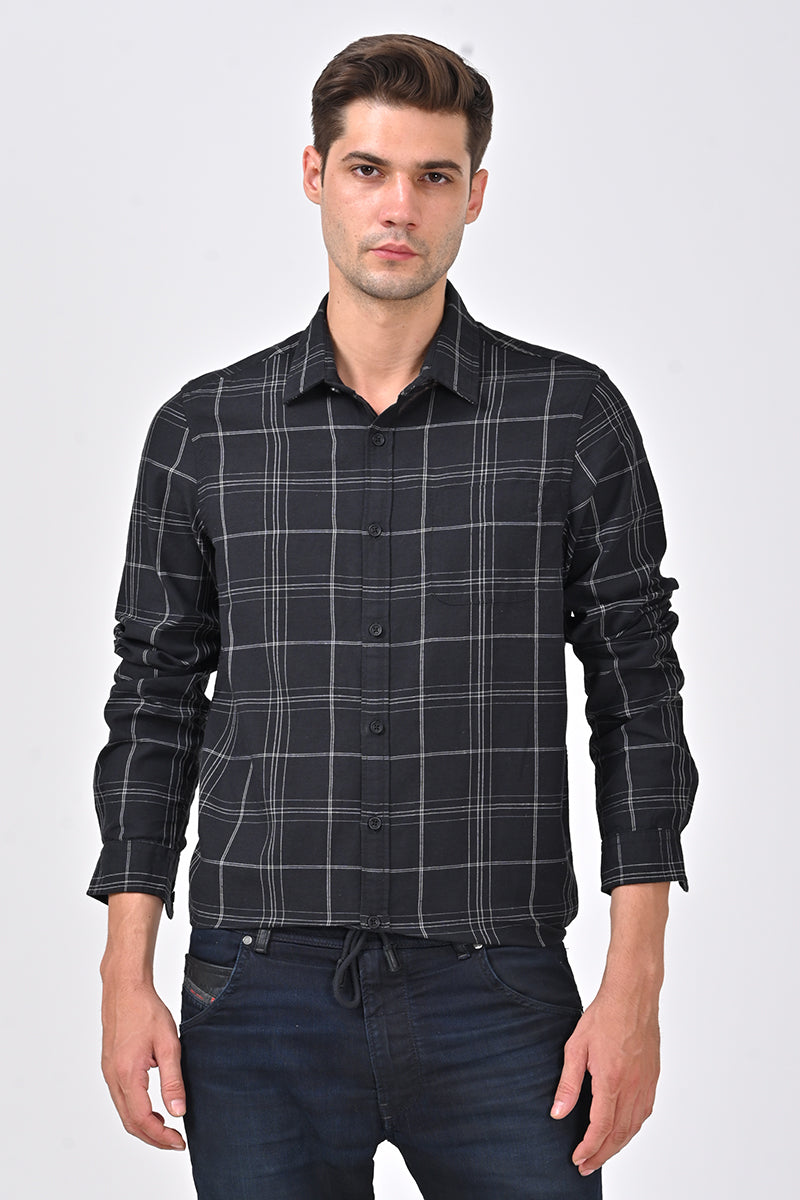 Alfonso - Blended Fabric Check Shirt - Black – POE.NET