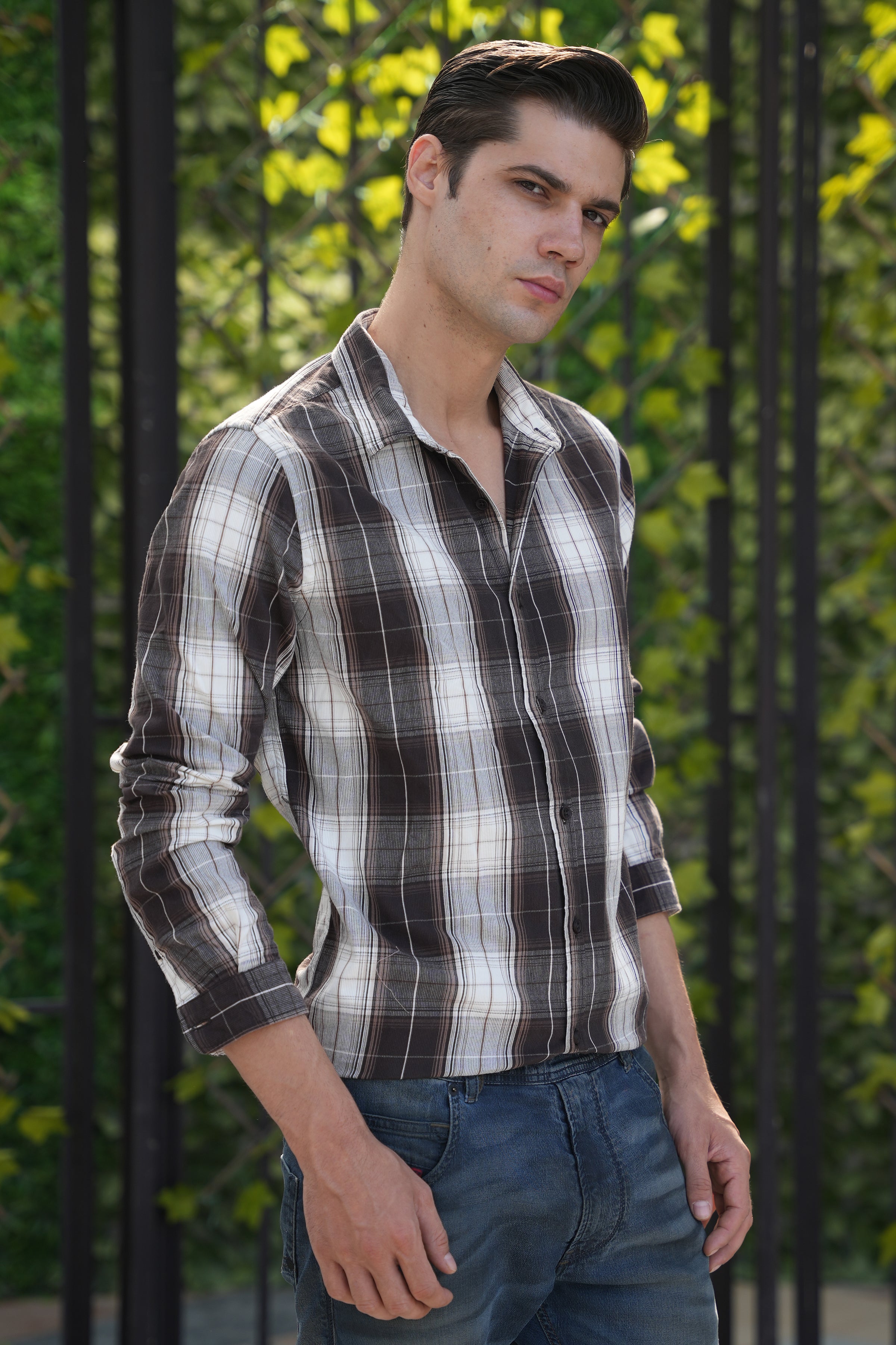 Abby - Corduroy Check Shirt - Brown – POE.NET