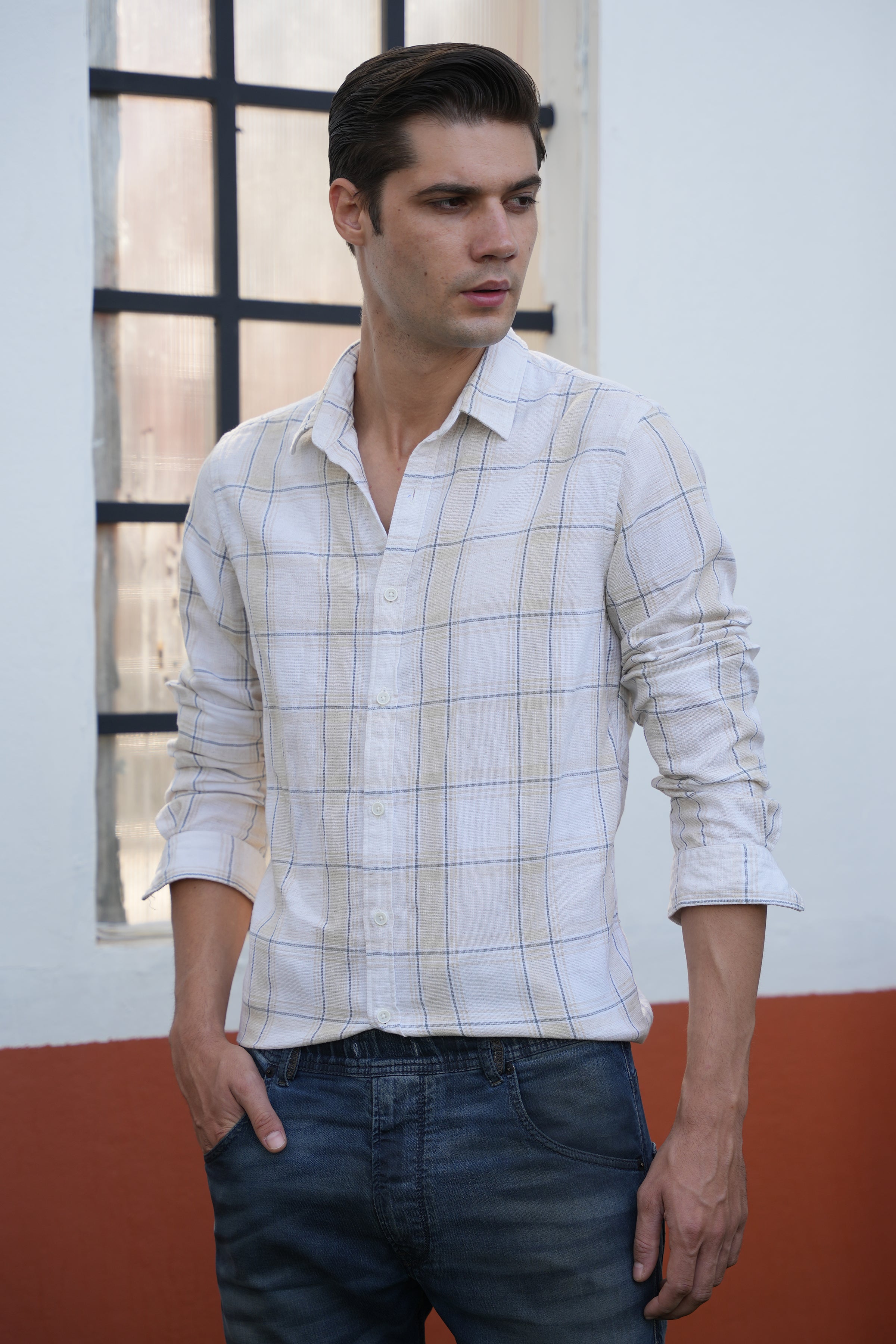 Casper - Cotton Check Shirt - Cream – POE.NET