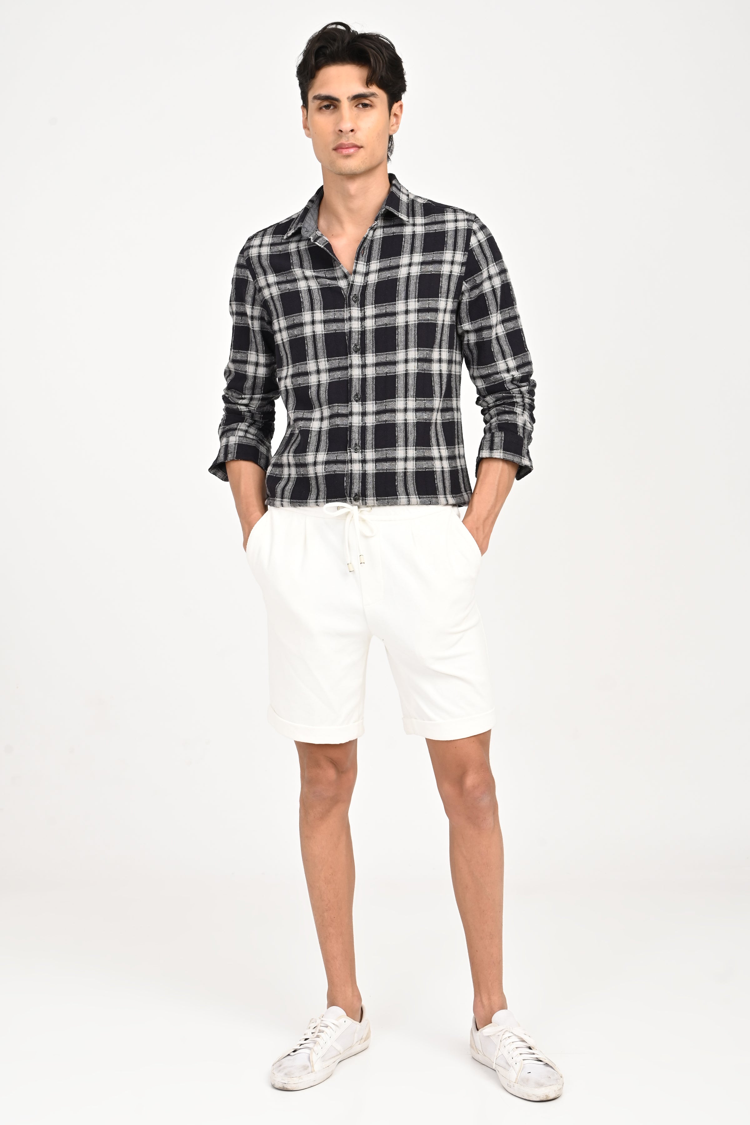 Debra - Dobby Check Shirt - Black – POE.NET